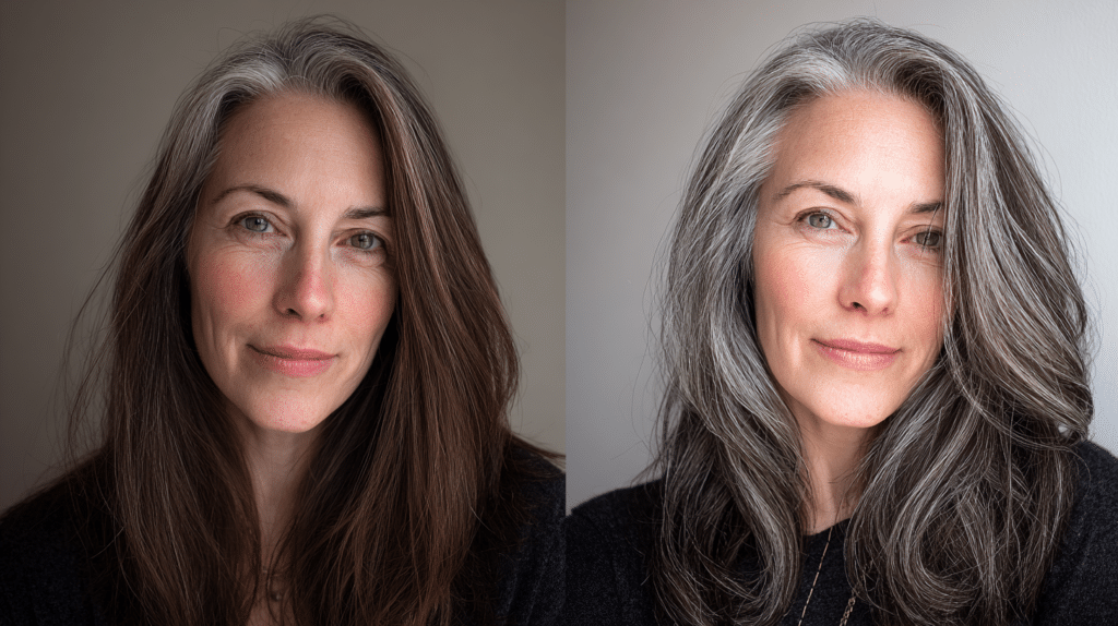 Manual to Before and After Brown Hair with Silver Highlights - Stemsontx